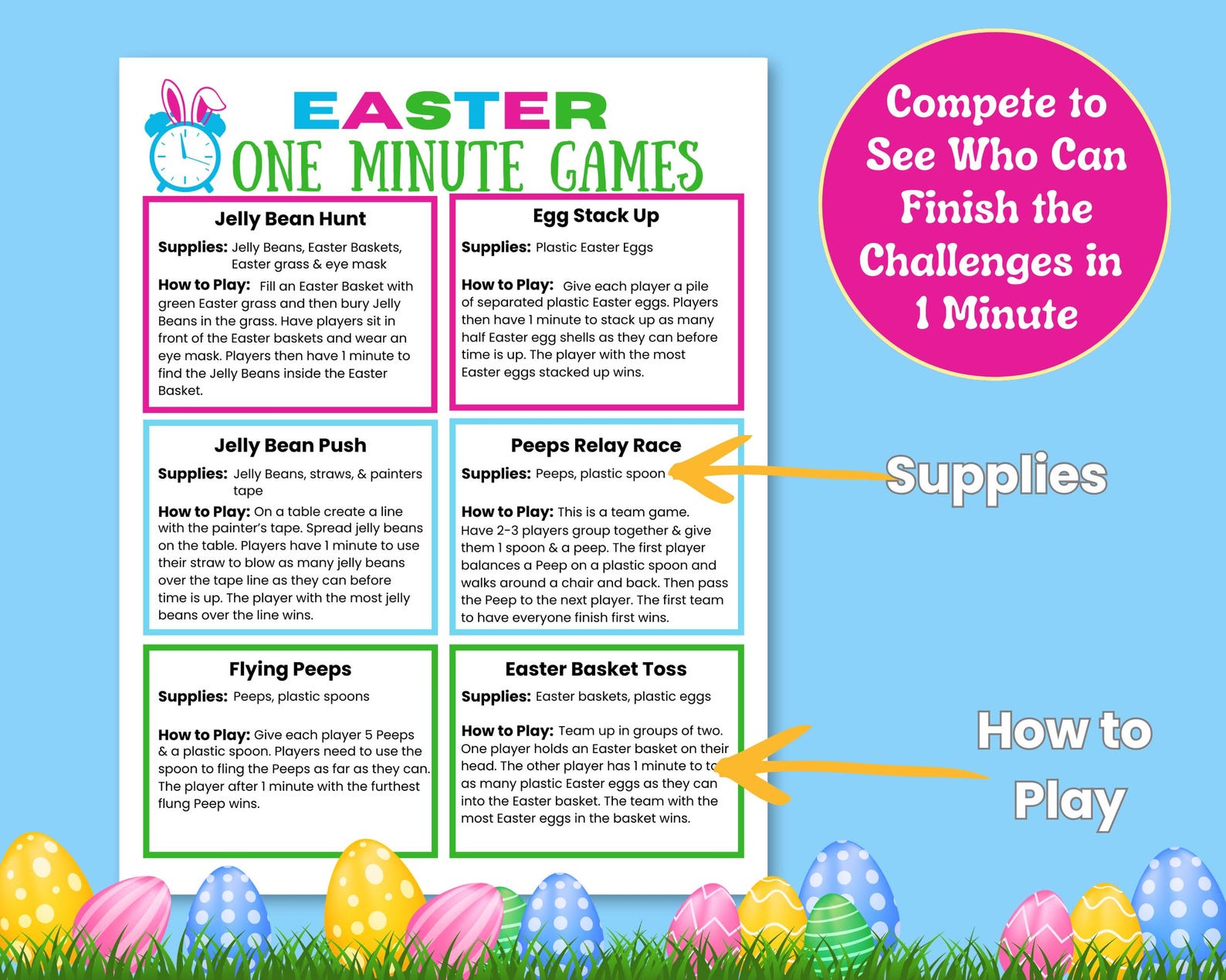 Easter Minute to Win It Games, Quick One Minute Games, Easter ...