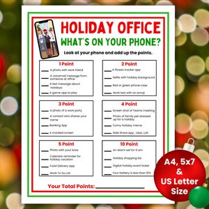 Holiday Office Party What's on Your Phone Game, Office Holiday Party Games, Office Christmas ...