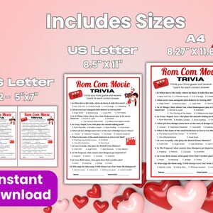 Rom Com Movie Trivia Quiz, Galentines Trivia, Romantic Comedy Trivia ...