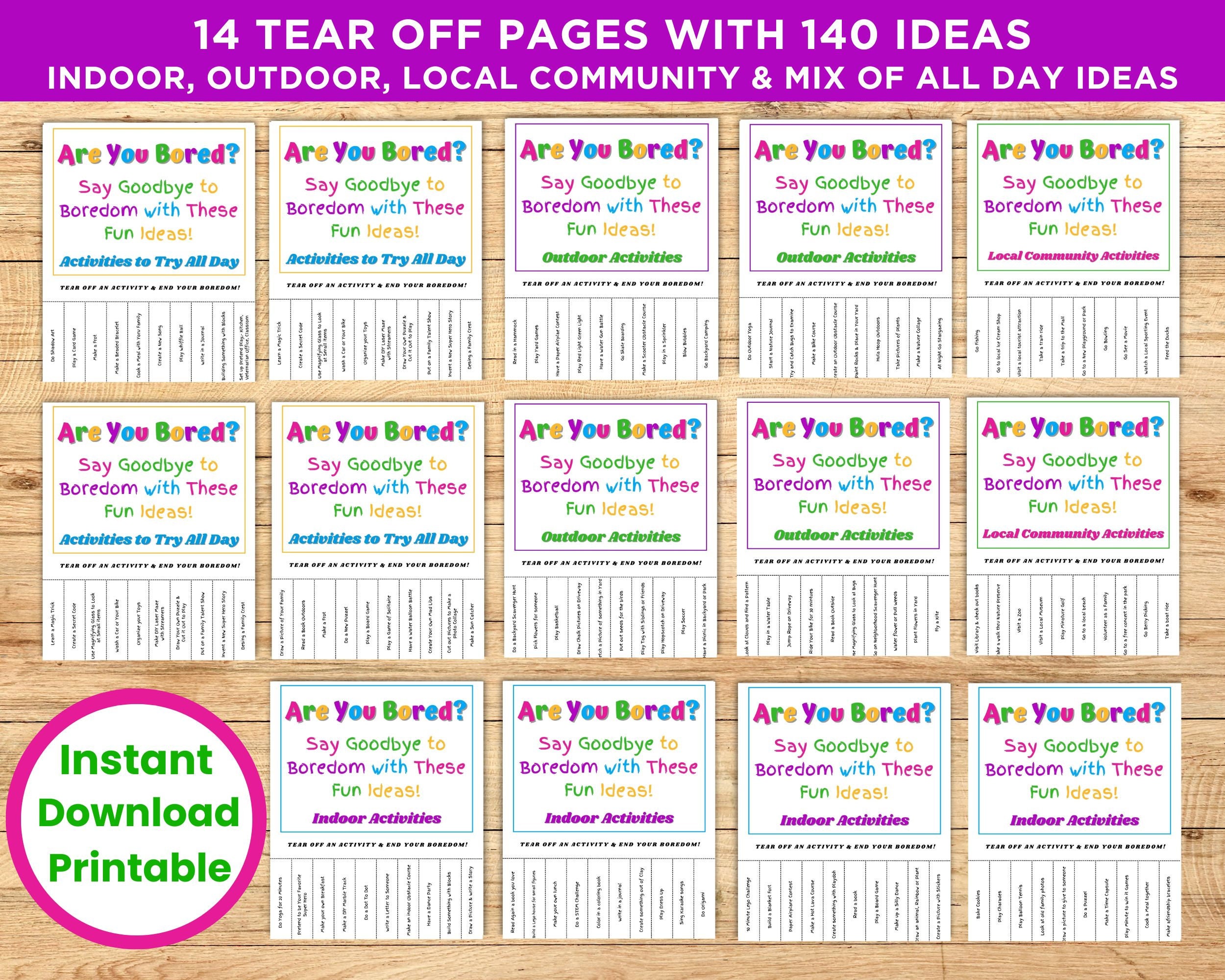 I'm Bored Jar Kids Activity Ideas, Boredom Jar, Boredom Busters, Tear ...