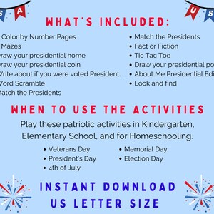President's Day Activities, Kids Color by Number Activity, Patriotic ...