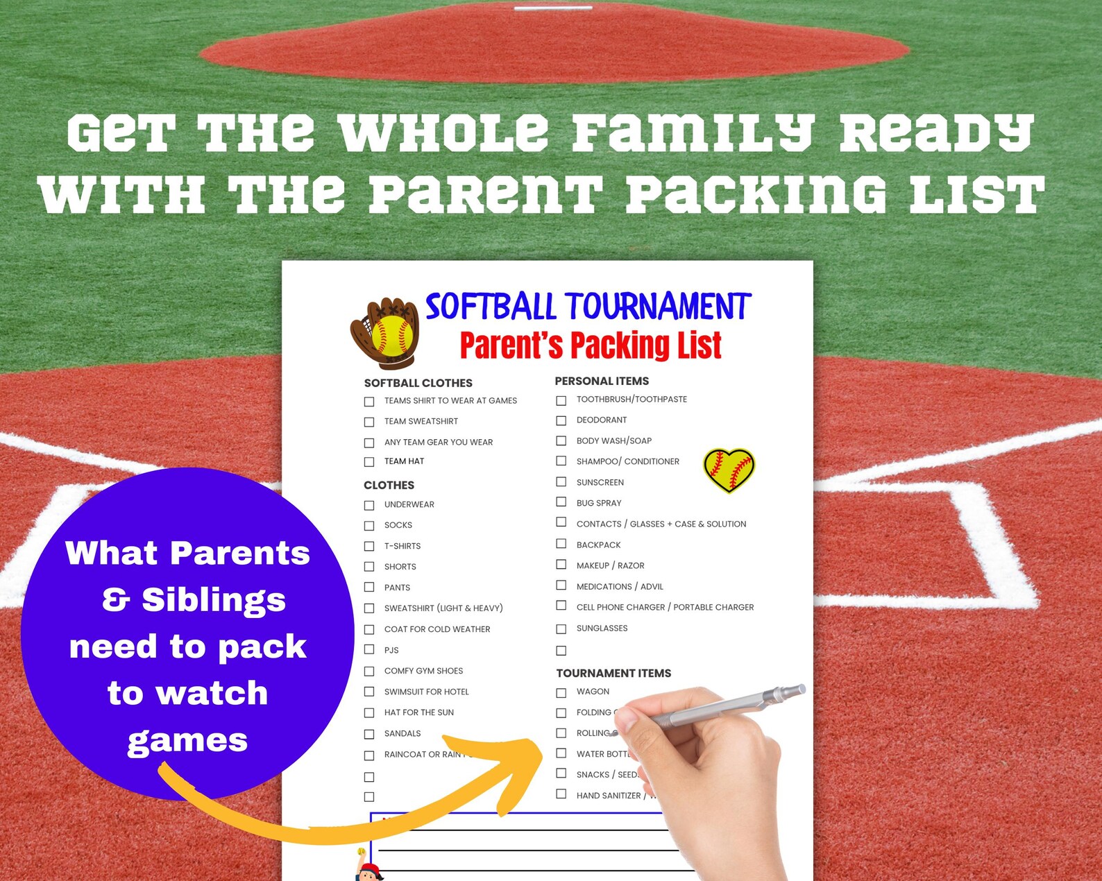 Softball Travel Checklist, Softball Tournament Packing List, Girls ...