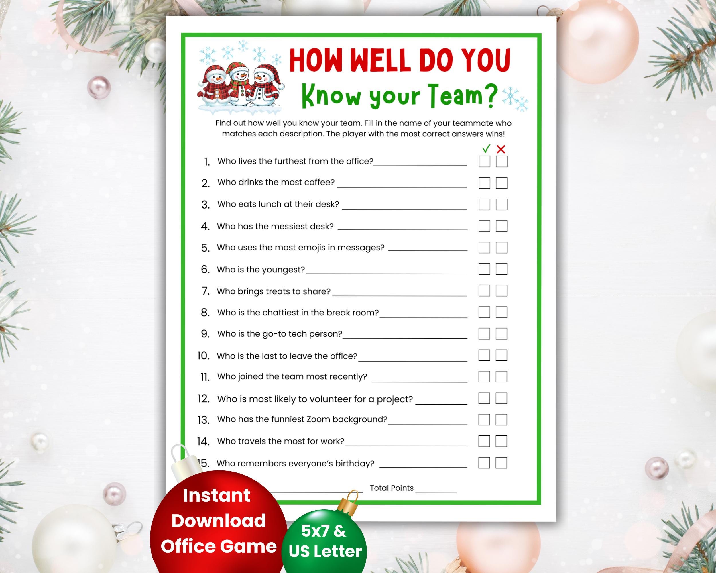 Holiday Team Building Games, Christmas How Well Do You Know Your Team ...
