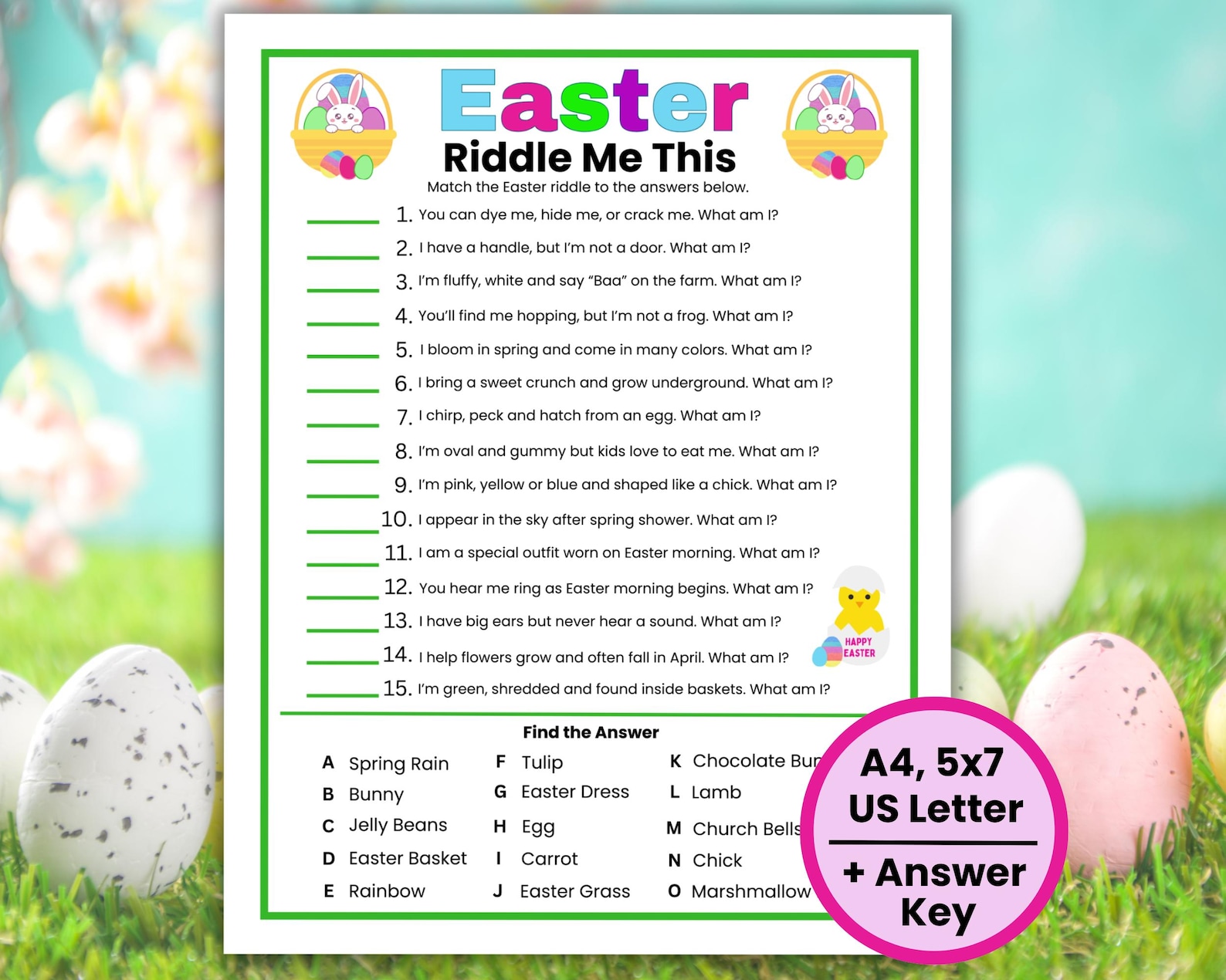 Easter Riddles Game, Easter Riddle Me This, Printable Riddles for Kids ...