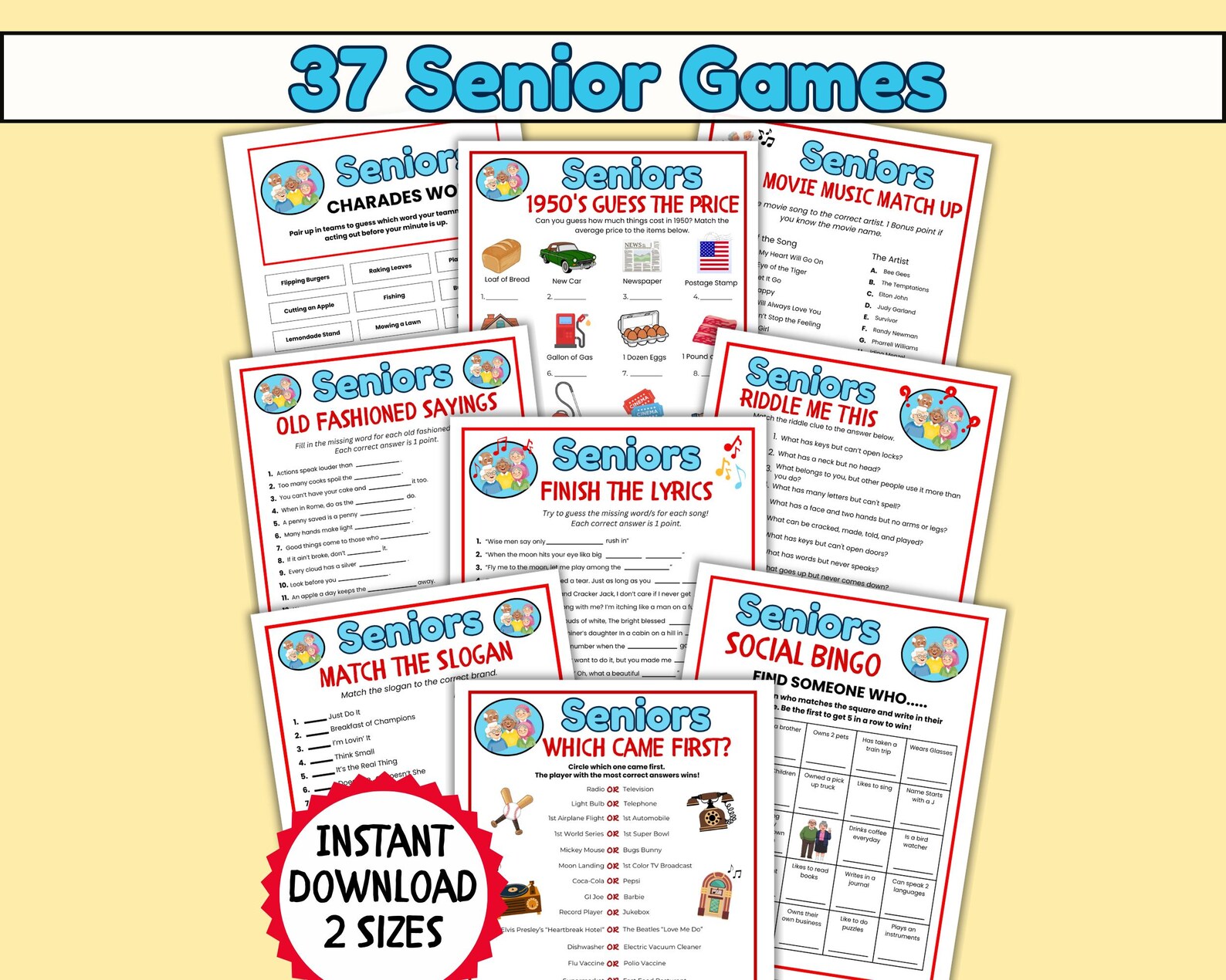 Senior Games Bundle, Games for Senior Citizens, Memory Games for Senior ...