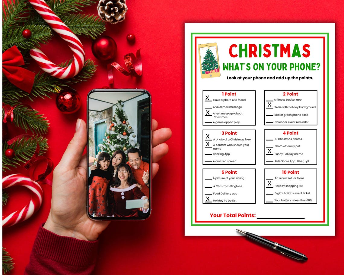 What's on Your Phone Christmas Game, Christmas Phone Game, Phone ...