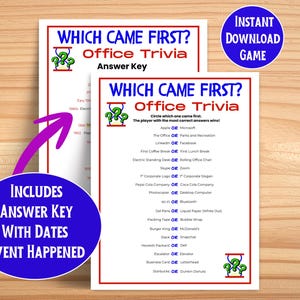 Office Trivia Game Which Came First, Fun Office Games for Staff ...