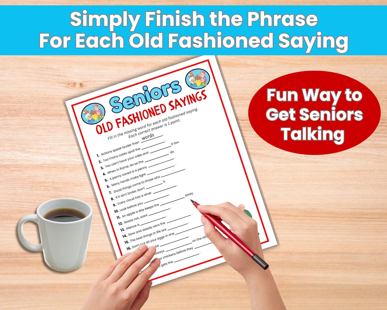 Seniors Finish the Phrase Game, Game for Senior Citizens, Senior Games ...