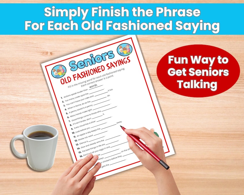 Seniors Finish the Phrase Game, Game for Senior Citizens, Senior Games ...