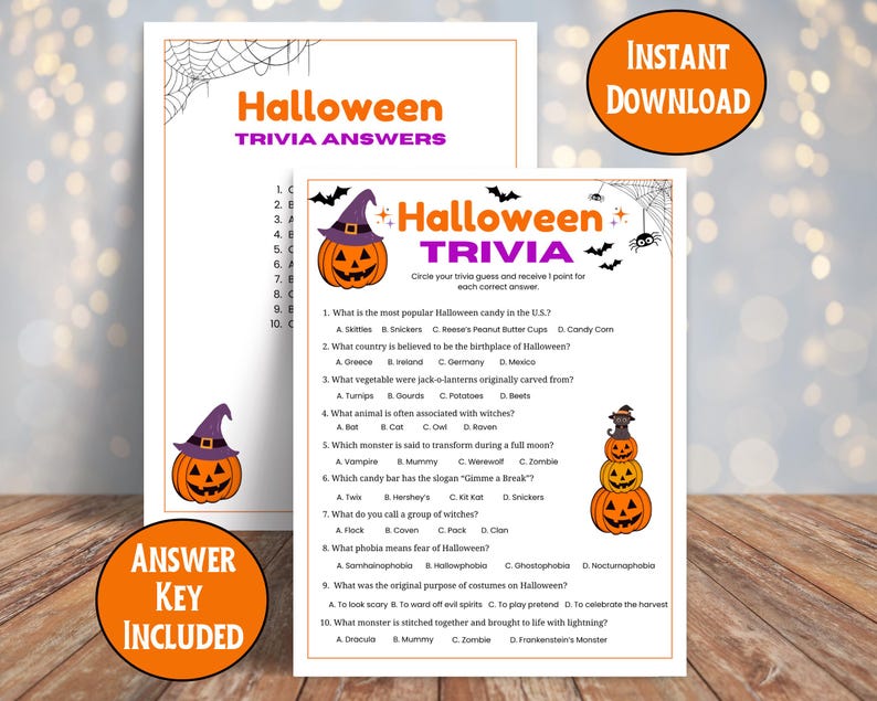 Halloween Trivia Game, Printable Halloween Trivia Questions Adults ...