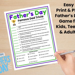 Famous Dads Father's Day Trivia Game, TV Dad Trivia Questions, Father's ...