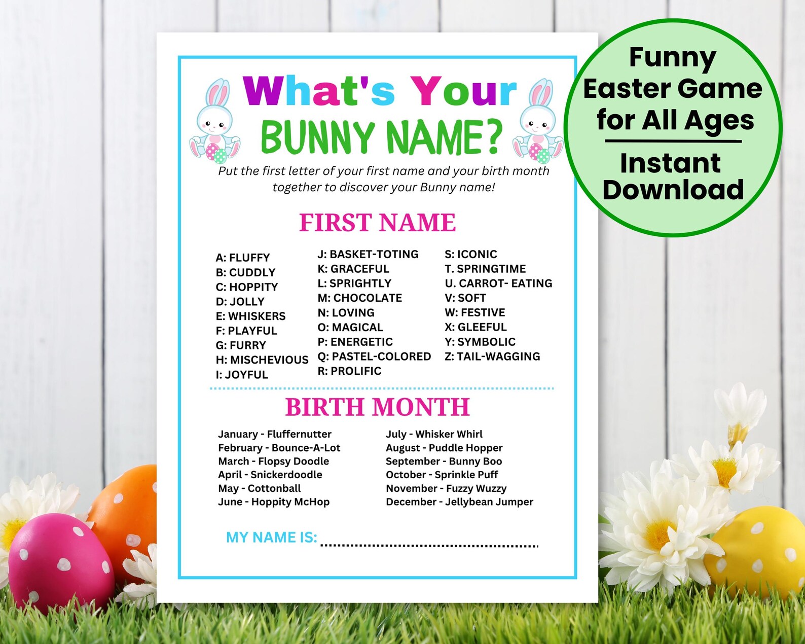 What's Your Bunny Name, Name Generator, Printable Easter Games, Easter ...