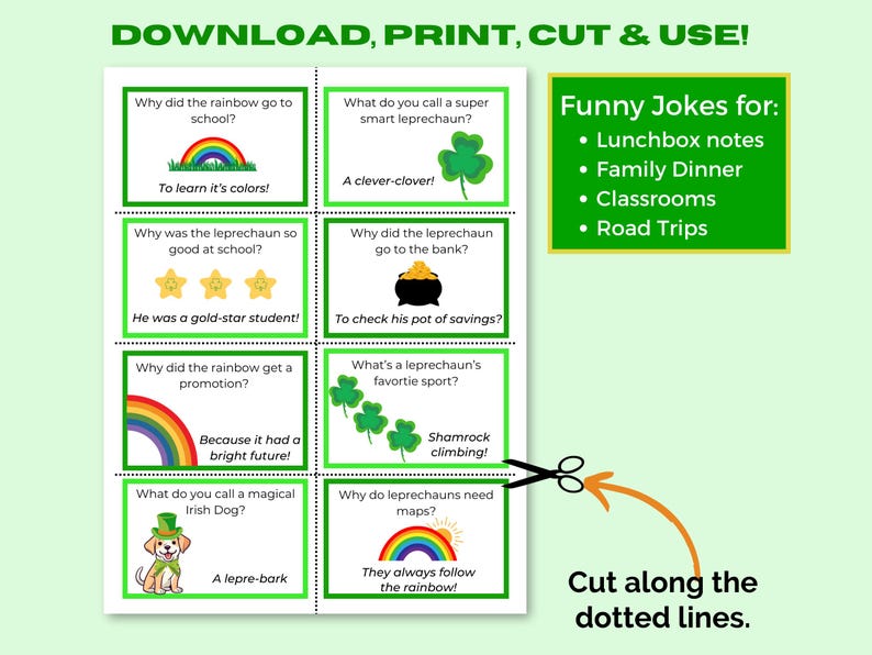 St. Patrick's Day Jokes for Kids, Lunchbox Jokes, Funny Printable Jokes ...