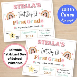 Editable First Day of School Sign Printable, Back to School Sign, Last ...