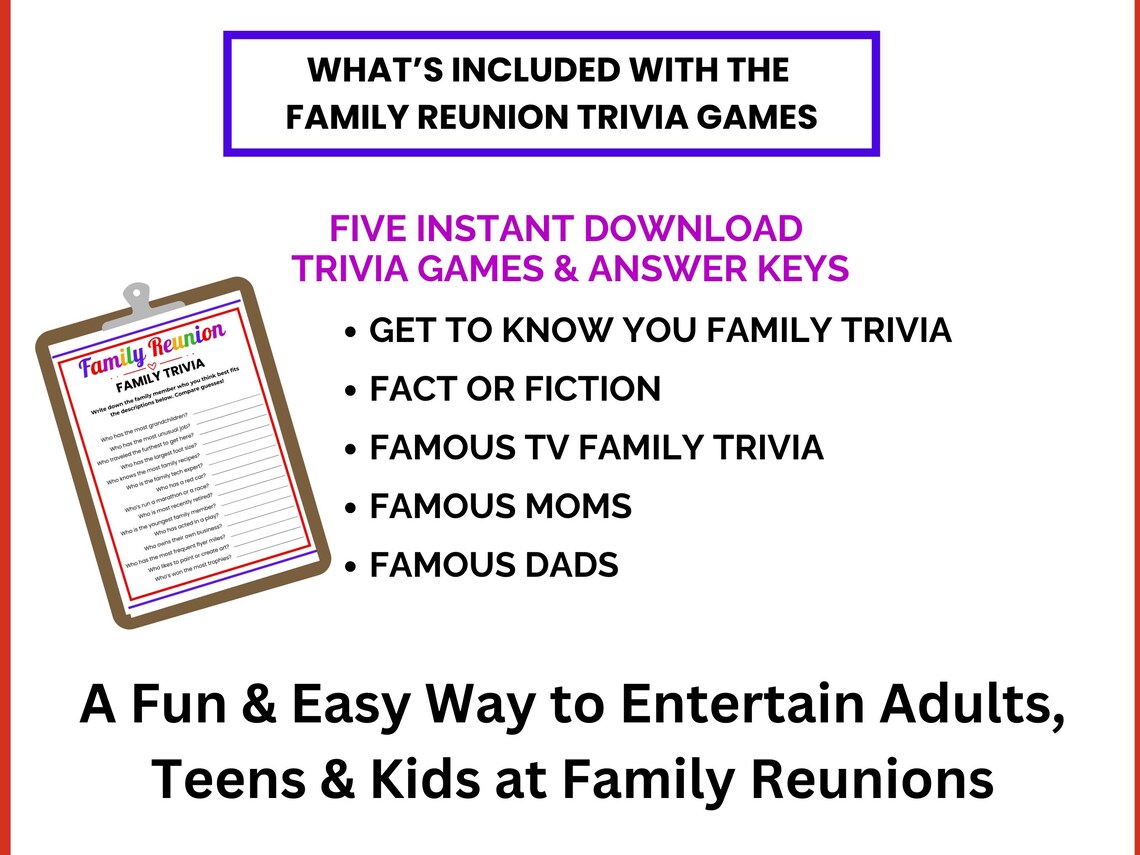 Family Reunion Trivia Games, Family Trivia, Printable Family Reunion ...