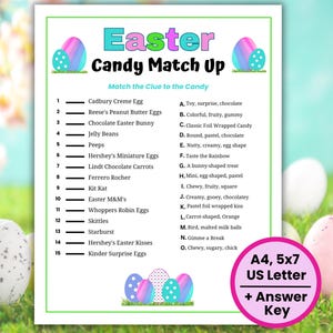 Easter Candy Match Game, Printable Candy Match Up, Easter Trivia Quiz ...