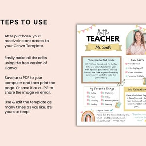 Editable Meet the Teacher Template, Back to School Welcome Letter ...