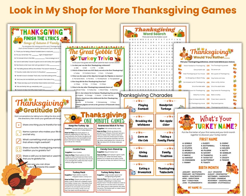 Thanksgiving Trivia Game, Fun Thanksgiving Quiz, Friendsgiving Trivia ...