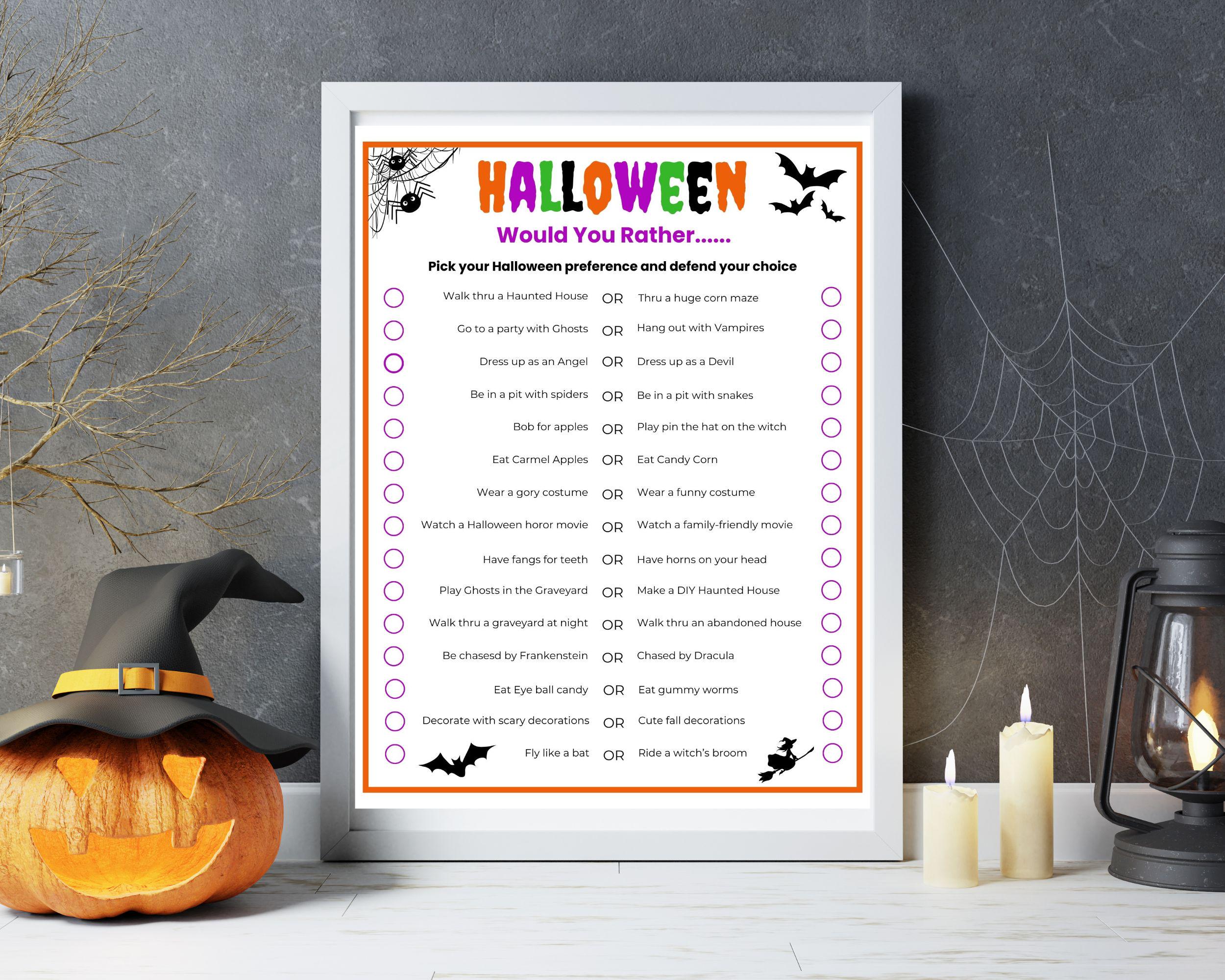Halloween Would You Rather Questions for Kids & Adults, Classroom ...