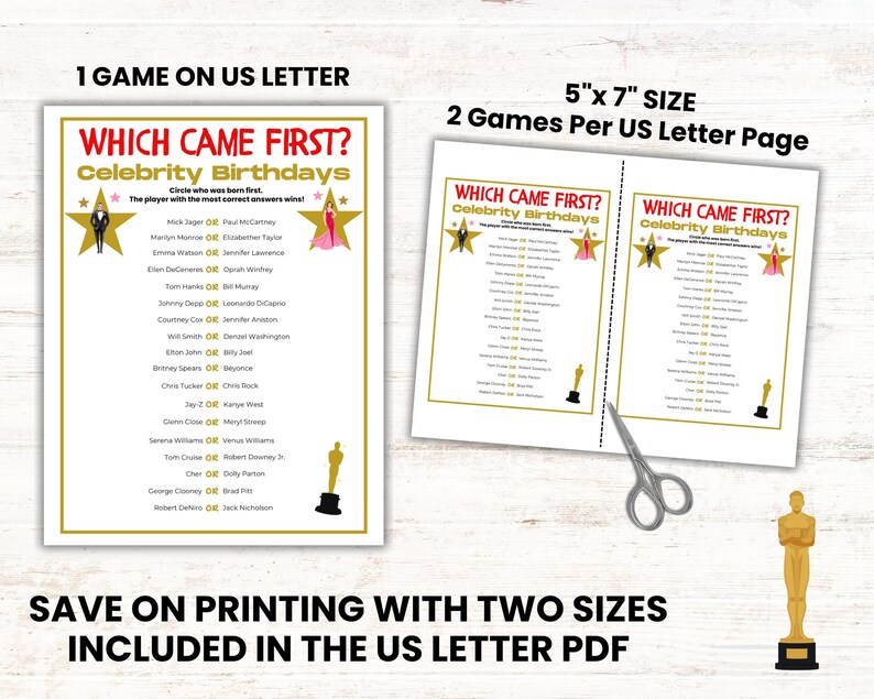 Which Came First Celebrity Trivia Game, Printable Trivia for Teens ...