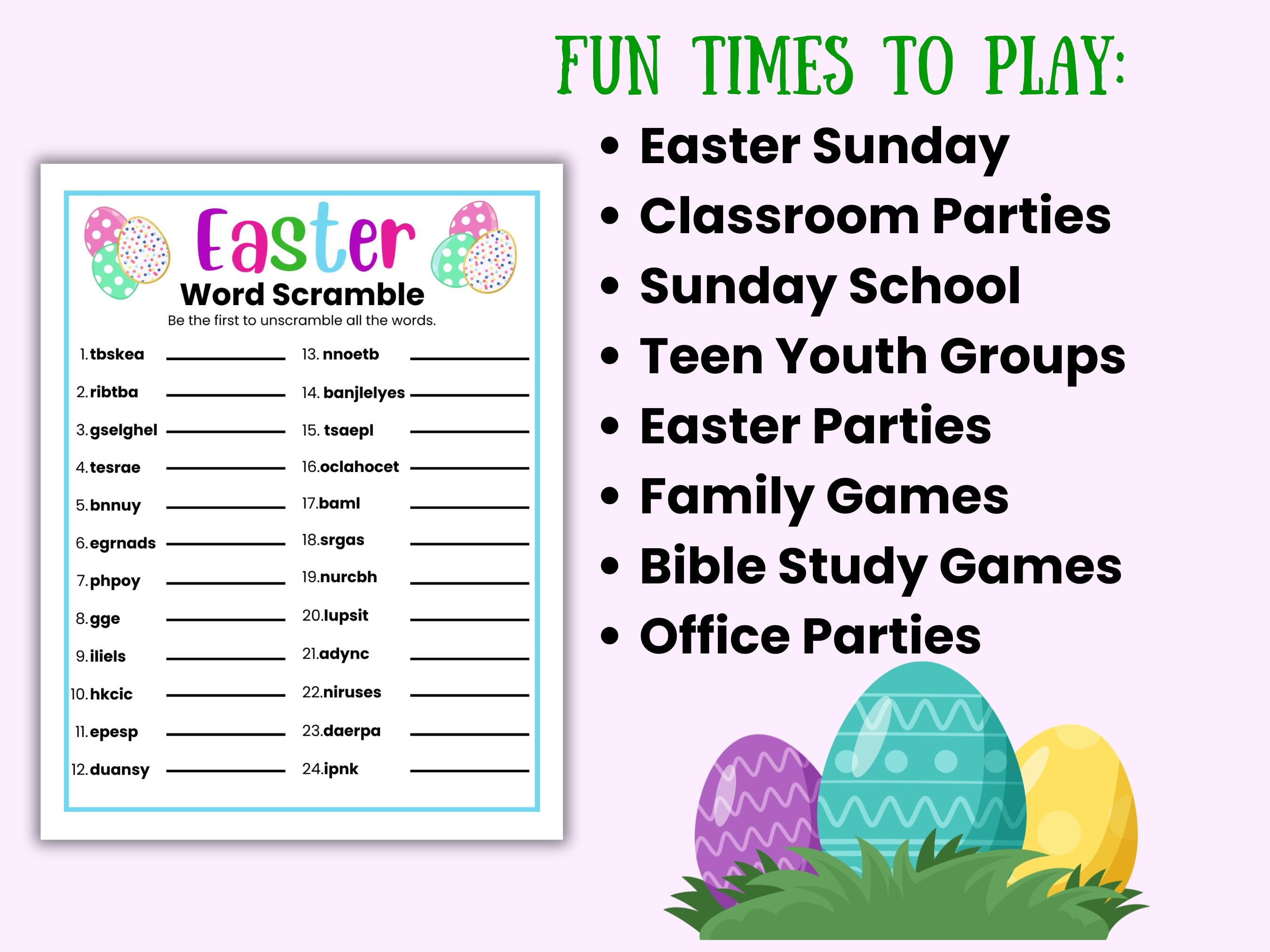 Easter Word Scramble Game, Printable Easter Games, Easter Word Games ...