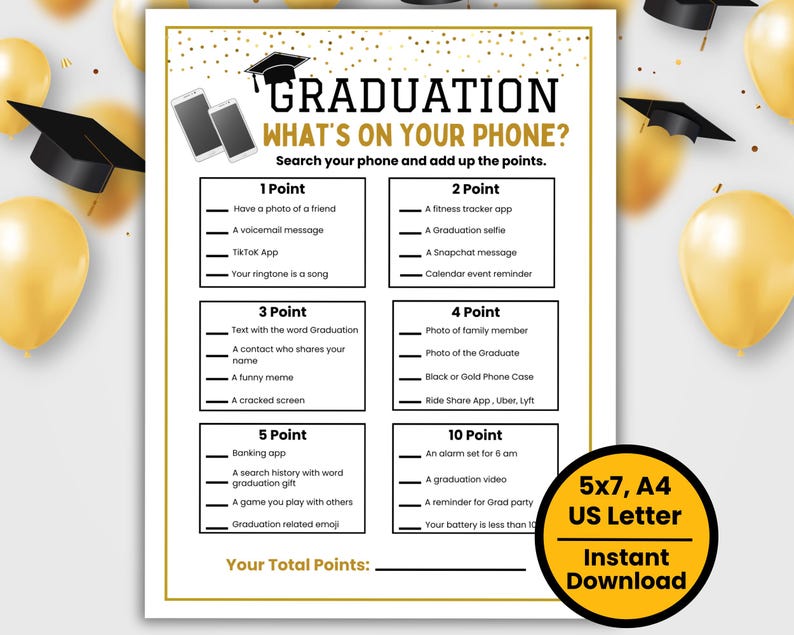 Grad What's on Your Phone Game, Graduation Party Game, Grad Party Ideas ...
