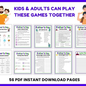Father's Day Games Bundle, Father's Day Printable Games for Kids ...