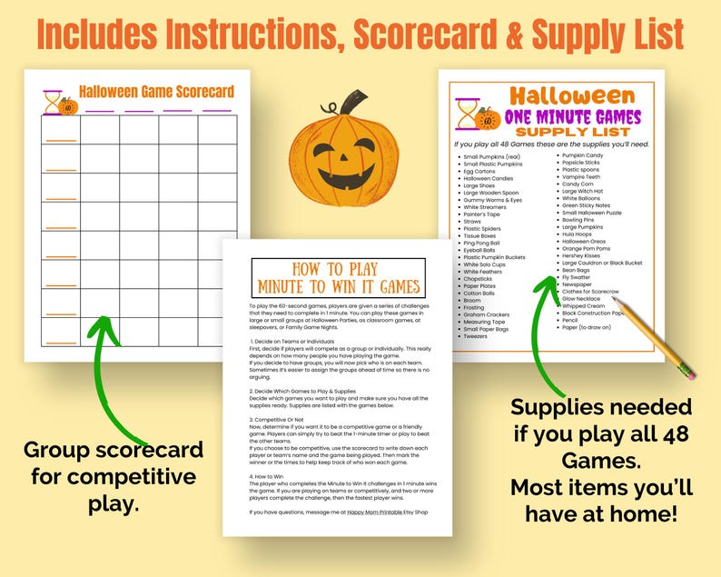 Halloween Minute to Win It Games, Quick One Minute Games, Halloween ...