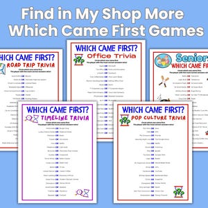 Which Came First Celebrity Trivia Game, Printable Trivia for Teens ...