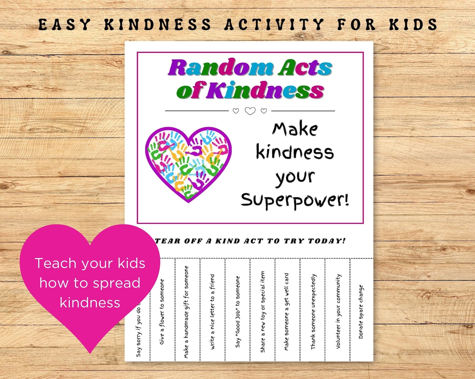 Random Acts of Kindness Activity, Tear off Flyer, Printable Kindness ...