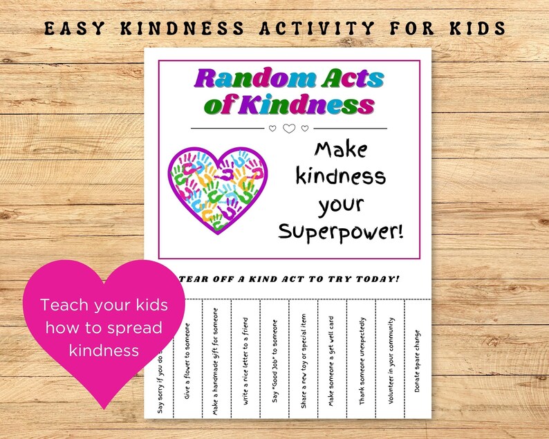 Random Acts of Kindness Activity, Tear off Flyer, Printable Kindness ...