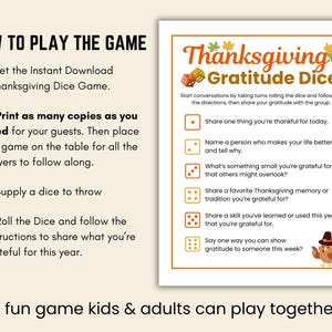 Thanksgiving Gratitude Dice Game, Printable Thanksgiving Gratitude Game ...