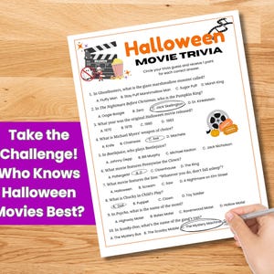 Halloween Movie Trivia Game, Horror Movie Trivia Quiz, Adult Halloween ...