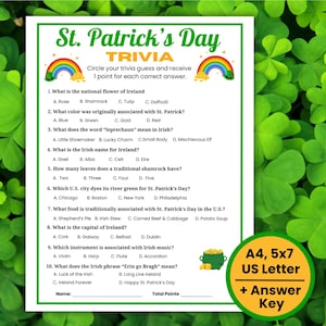 St. Patrick's Day Trivia Game, Fun St. Paddy's Day Trivia Questions ...