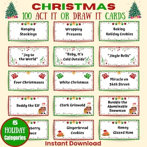 Christmas Charades Game, Act It or Draw It, Fun Christmas Games for ...