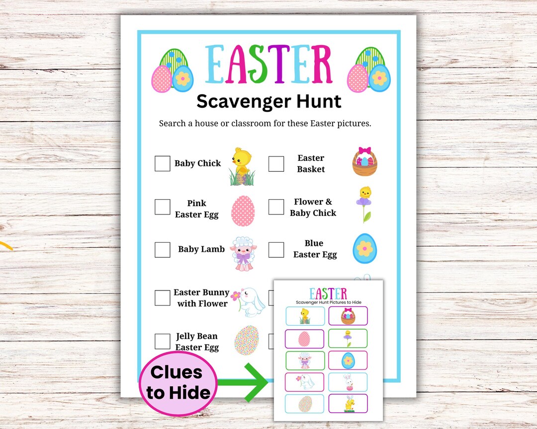 Easter Scavenger Hunt for Kids, Printable Easter Activities, Preschool ...