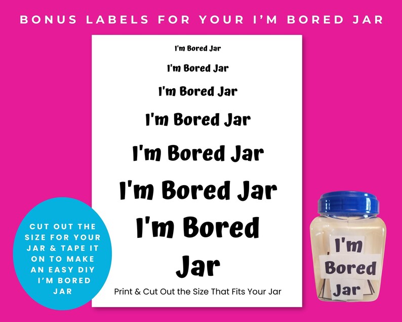 I'm Bored Jar Kids Activity Ideas, Boredom Jar, Boredom Busters, Tear ...