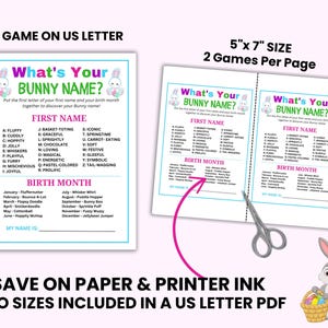 What's Your Bunny Name, Name Generator, Printable Easter Games, Easter ...