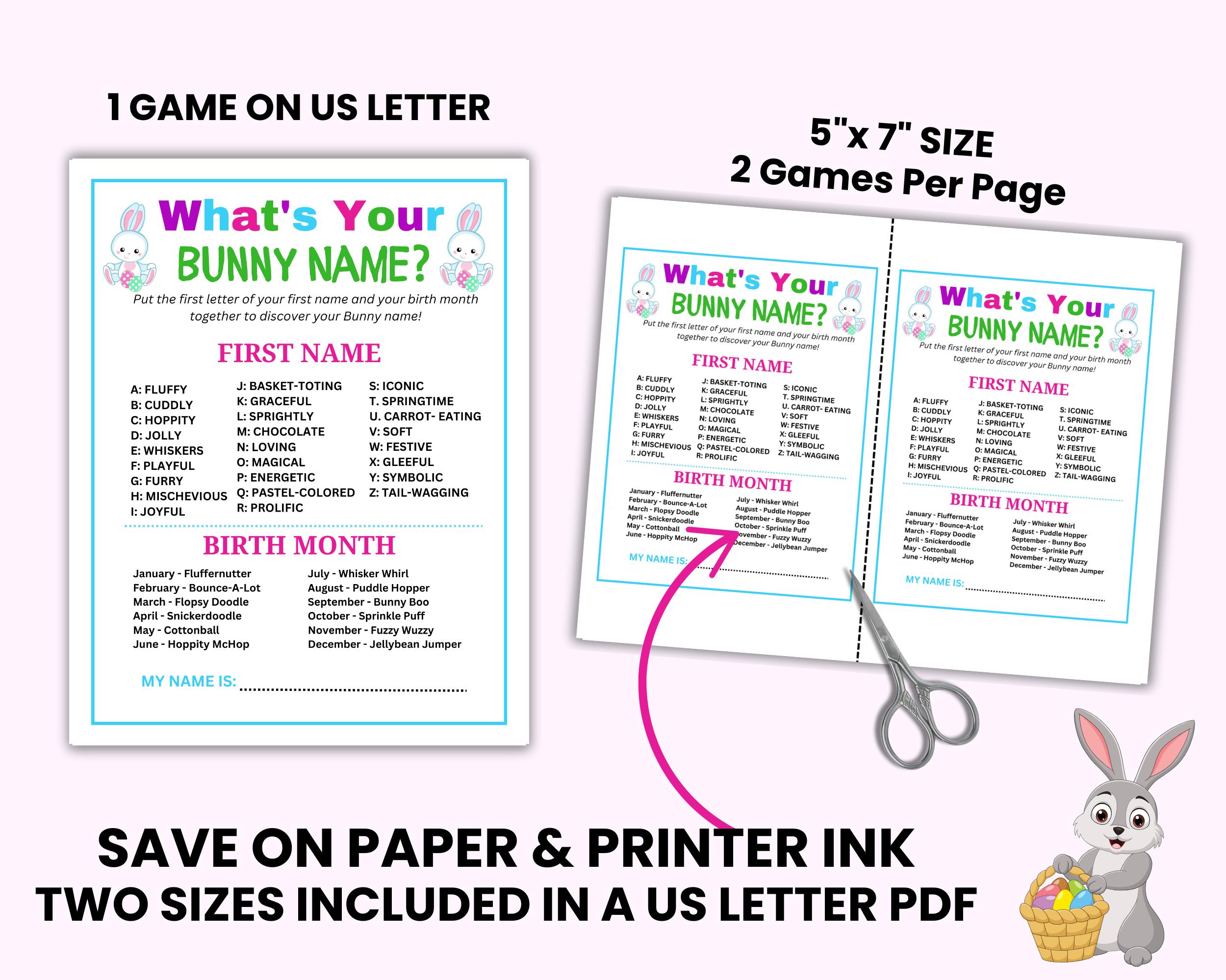 What's Your Bunny Name, Name Generator, Printable Easter Games, Easter ...