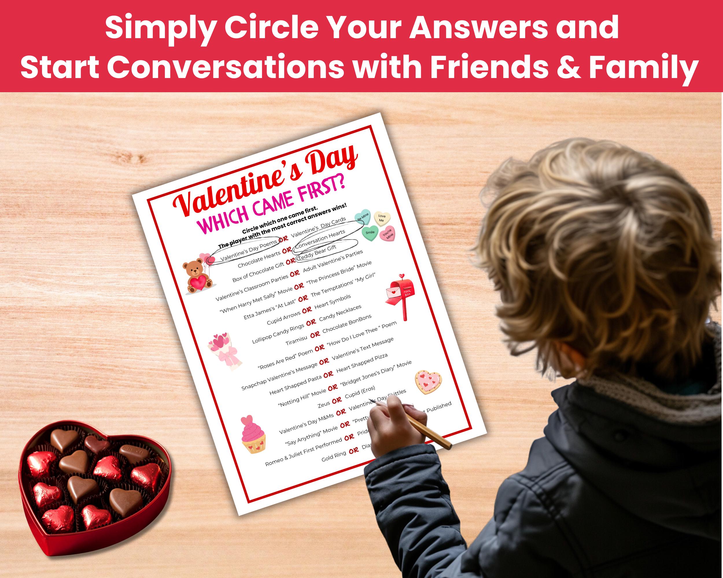 Valentine's Which Came First Trivia Game, Fun Facts Valentine's Day ...