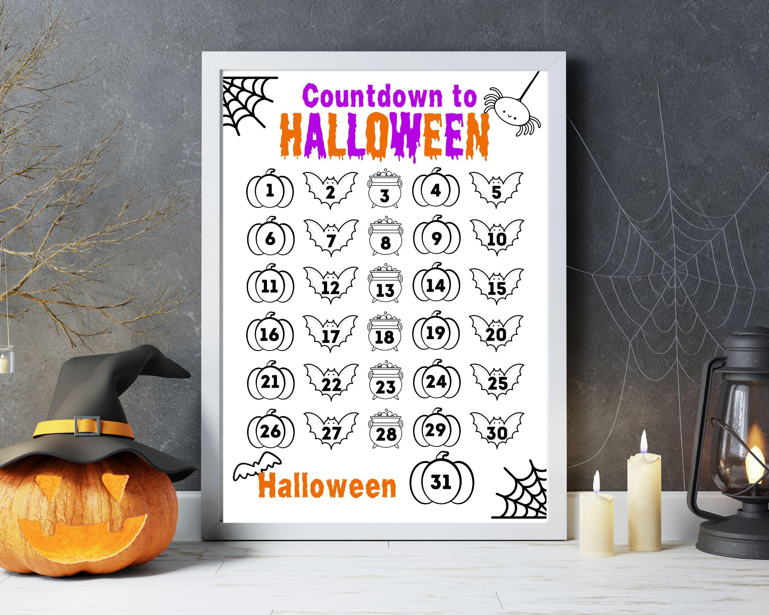 Halloween Countdown Calendar, Days Until Halloween, Kids Countdown ...