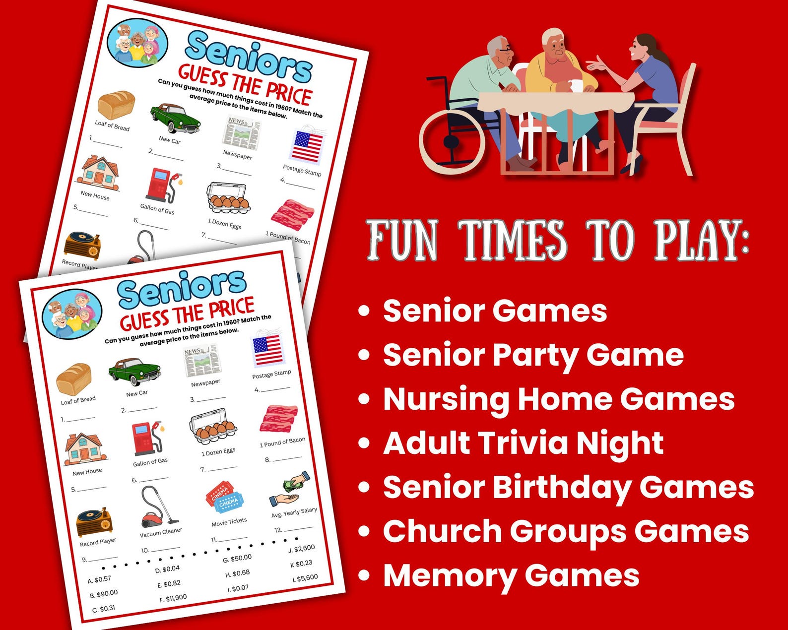 Guess the Price Game for Senior Citizens, Fun Senior Activities, 1960s ...