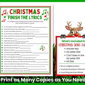 Christmas Finish the Lyrics Game, Christmas Song Game, Christmas Song ...