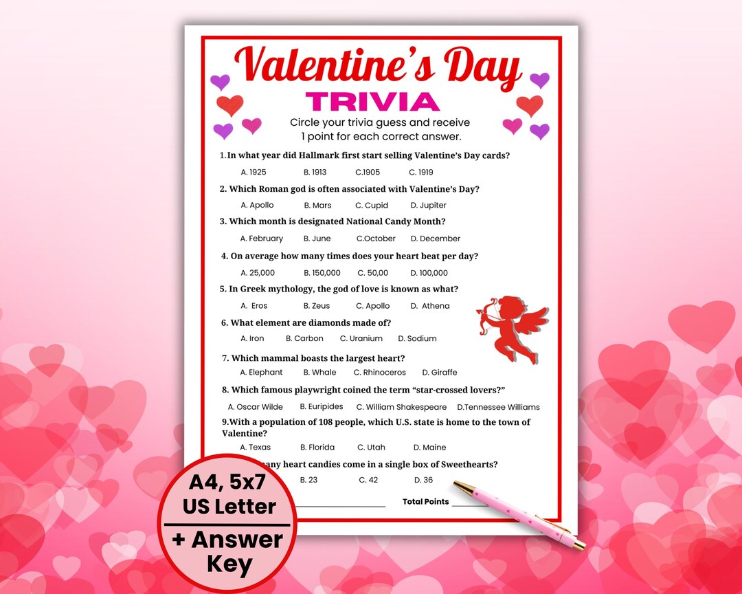 Valentine's Day Trivia Games, Valentine Party Game, Galentines Games ...