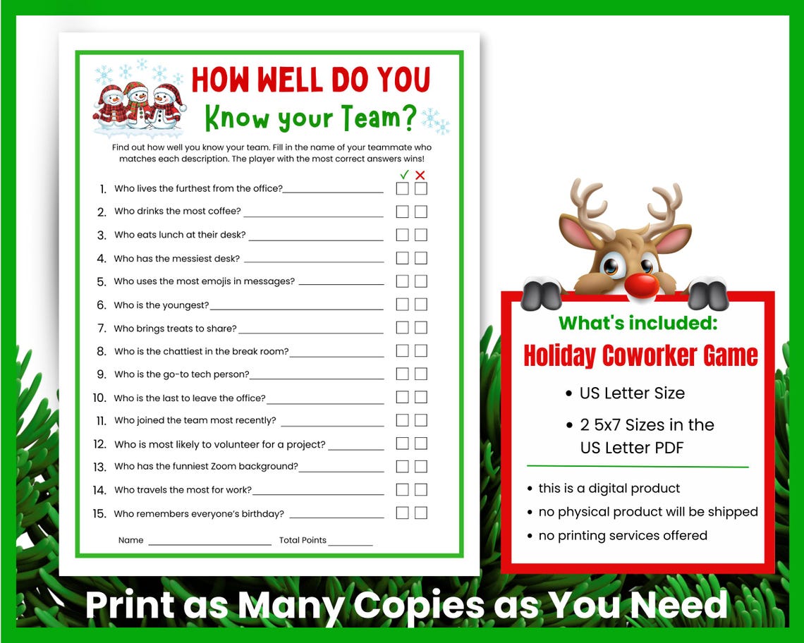 Holiday Team Building Games, Christmas How Well Do You Know Your Team ...