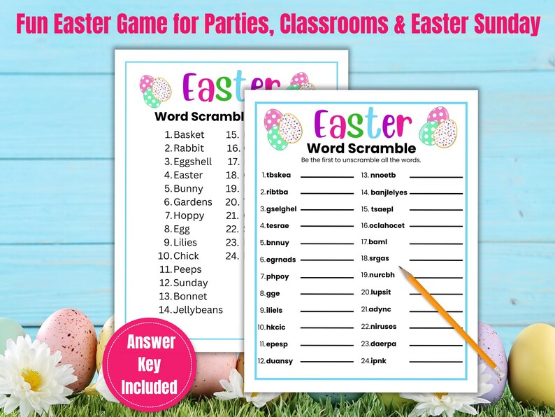 Easter Word Scramble Game, Printable Easter Games, Easter Word Games ...