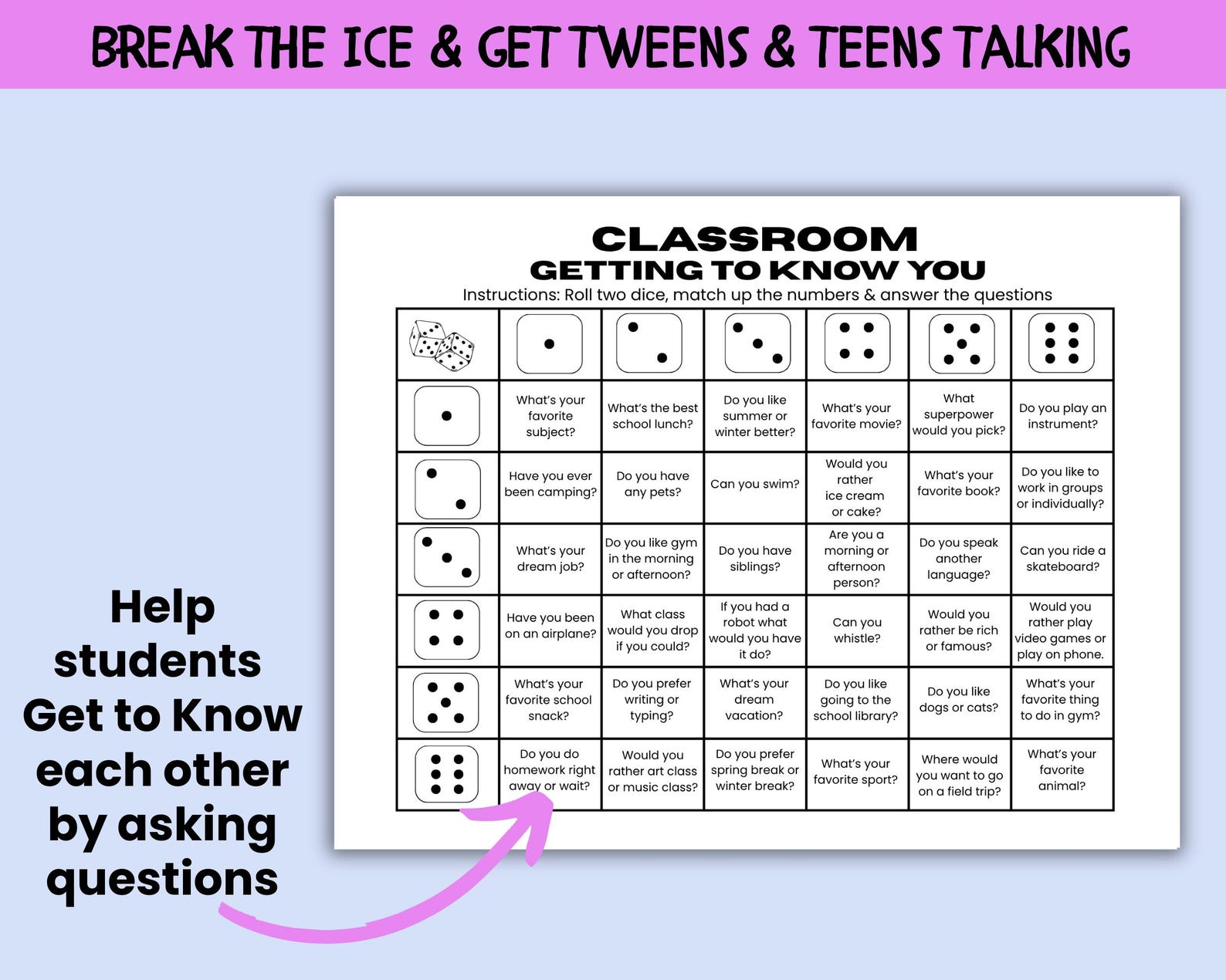 Classroom Get to Know You Game, Classroom Icebreaker Game, Back to ...