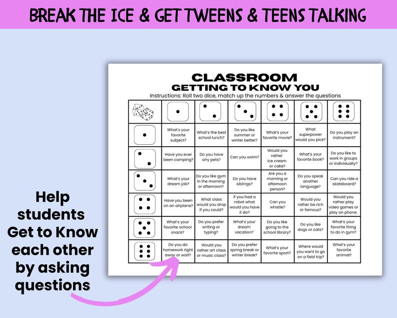 Classroom Get to Know You Game, Classroom Icebreaker Game, Back to ...
