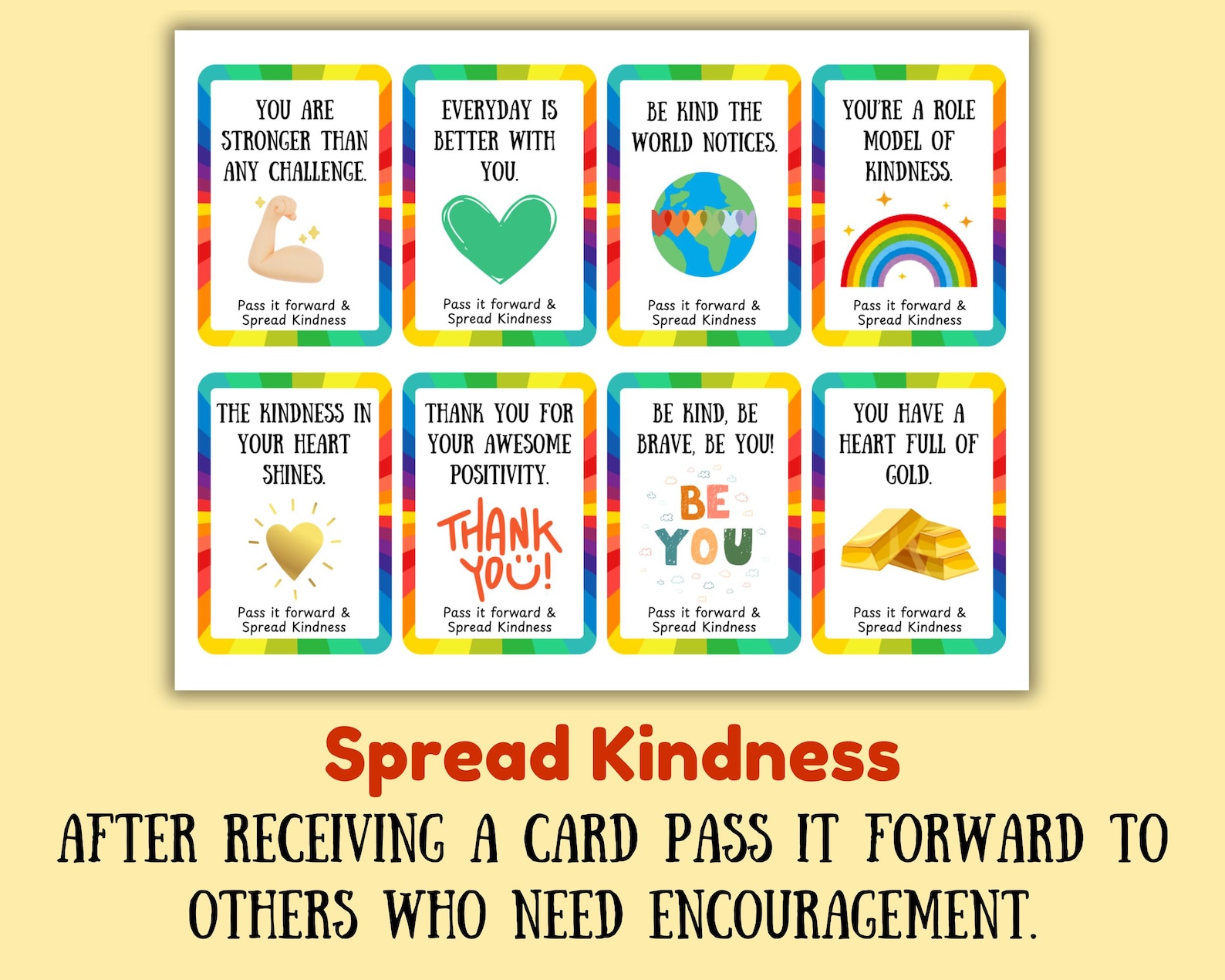 Printable Kindness Cards, Postive Affirmation Cards, Encouraging Notes ...