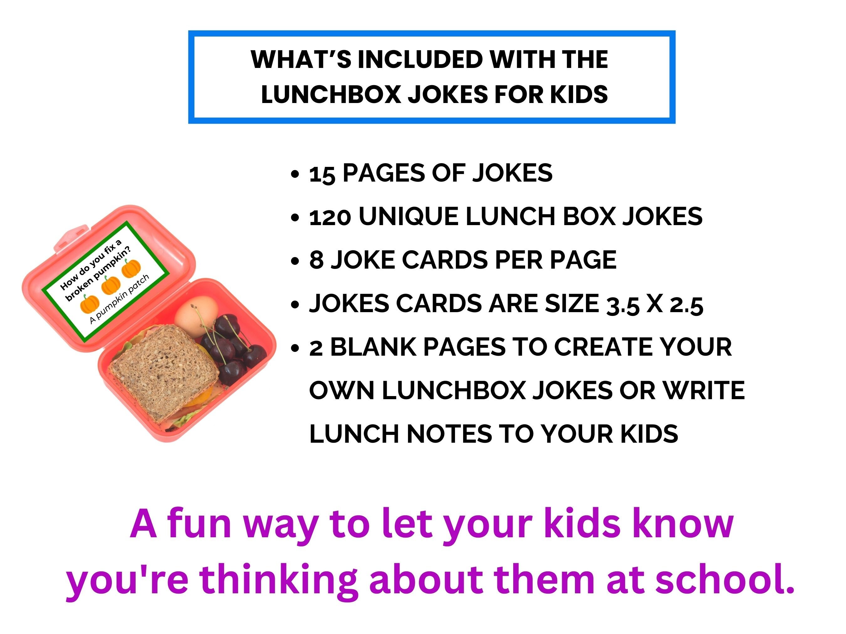 Lunchbox Jokes for Kids, Printable Lunch Box Notes, Back to School ...